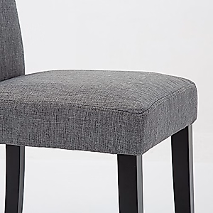 LSSBOUGHT Set of 4 Classic Fabric Dining Chairs Dining Room Chair with Solid Wood Legs, Grey