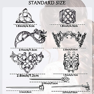 6 Pieces Silver Celtic Hair Slide Hairpins Viking Celtic Hair Clips Knot Stick Vintage Metal Barrette Pin Retro Accessories for Women