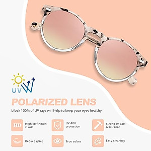 CARFIA Retro Polarized Sunglasses for Women UV Protection Acetate Classic Vintage Style Round Shades