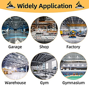 UFO LED High Bay Light 150W 5000K, High Bay LED Lights 21,000LM(600W MH/HPS Eqv.),UFO Lamp with Plug, Hanging Hook, Safe Rope, Lighting Fixtures for Warehouse Shop Factory Garage Gym Barn（2 Pack）