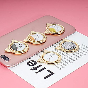 Alzcatek Finger Ring Stand 360 Degree Rotation, Thin Universal Phone Cute Cat Ring Holder Compatible with iPhone Xs, iPhone 78/78 Plus, Samsung, LG and Other Smartphones (Cat 1)