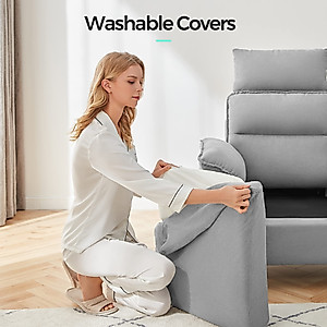 Sectional Sofa Couch, 3 Seat Small Couch with 2 USB Ports and Storage Pockets, Easy to Clean, Modern Small Sofa for Small Spaces, Living Room, Apartment, Gray