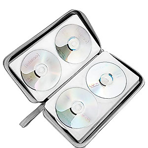 Siveit CD Case Holder, 80 Capacity CD/DVD Case Holders Wallet Hard Plastic CD DVD Disc Cases Storage Binder for Car Home Office Travel (Black)