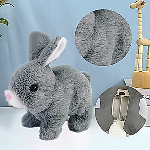 Plush Baby Rabbit Stuffed Animal Toys with Carrots Electric Rabbit Toys Educational Toys That Can Walk and Talk Easter Gifts for Children Cute Rabbit with Carrots Dancing (grey1)