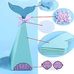 20 Pcs Mermaid Party Boxes with Thank You Stickers Candy Gift Bags for Kids Mermaid Theme Party Supplies