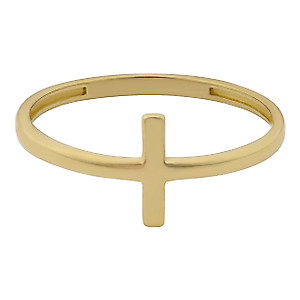 Kooljewelry 10k Yellow Gold High Polish Cross Ring (size 9)