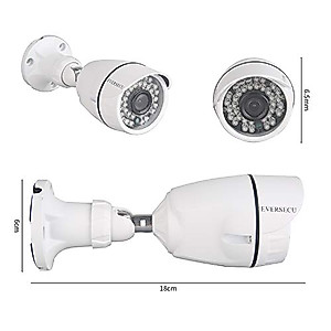 Eversecu 8 Channel Wired Security Camera System 1080P Lite DVR and (8) 2.0MP 1080P Weatherproof Cameras Support Night Vison Weatherproof, Motion Alert, Smartphone, PC Easy Remote Access