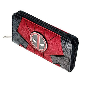 Dead-Pool Metal Badge Zip Around Hand Purse Clutch Wallet