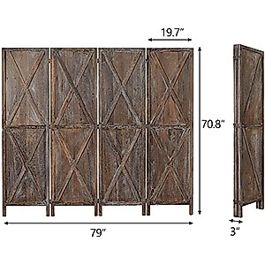 Room Divider Screen Outdoor Privacy Screens - Folding Partition Room Dividers 6ft Tall Portable Freestanding Privacy Screen W-Shaped Design for Home Office, 4 Panels