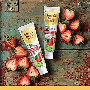 Burt’s Bees Kids Toothpaste, Strawberry Flavor, with Fluoride, Strawberry Splash, 4.7 oz, Pack of 4