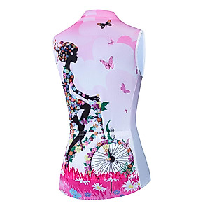 Weimostar Women's Cycling Vest Half Zipper Sleeveless Bicycle Jersey MTB Bike Shirt Pink Size M