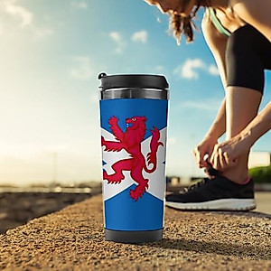 Flag of Scotland with Lion Rampant Travel Coffee Mug Reusable Insulated Drinking Cup with Lid for Home Outdoor Works 13 Oz