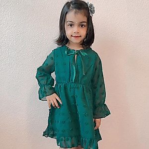 Maacie Girls Fall Casual Dress Christmas Dress Holiday Dress Babydoll Dress Green 18M