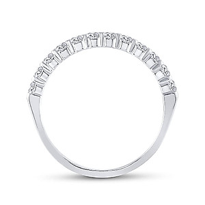The Diamond Deal 14kt White Gold Womens Round Diamond Single Row Band Ring 1/2 Cttw