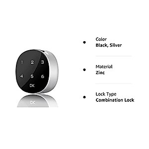 Digital Electronic Coded Lock,Touch Screen Password Lock for Cabinet Mailbox File Sauna Drawer School Lockers,Easy to Install（2.56 Inch）