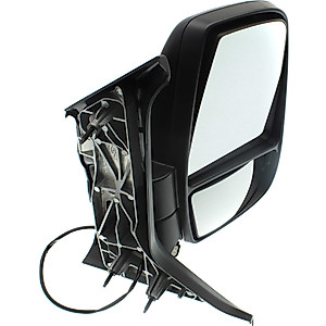 Kool-Vue Mirror Compatible With 2015-2017 Ford Transit-250, Transit-150, Transit-350, Transit-350 HD Passenger Side, Manual Folding, Power Glass, Short Arm, Textured Black