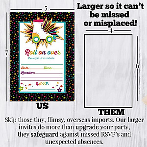 Roller Skating Birthday Party Invitations, 20 5x7 Fill In Cards with Twenty White Envelopes by AmandaCreation