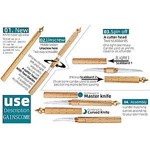 GAINSCOME Thai Kitchen Fruit Platter Carving Knife Stainless Steel Master Knives Bird's Beak Blade Curved Knife Hotel Bar For chefs Fruit Vegetable Carving Tools