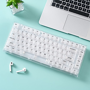 YUNZII X75 82 Key Hot Swappable Mechanical Keyboard with Transparent Keycaps, Gasket Mount 75 Keyboard, RGB Backlit Custom Gaming Keyboard for Windows/Mac (Crystal Ice Switch, Wired-White)