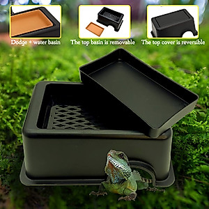 Tfwadmx 2Pcs Reptile Hide Box, Gecko Hideout and Cave with Water Supply for Lizards Snakes Leopard Gecko Spiders Frog