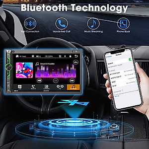 in-Dash Digital Media CarPlay Stereo - Double Din Android Auto Car Radio - 7 Inch HD Touchscreen Bluetooth Phone Link Backup Camera USB SD Aux-in AM FM Radio Wireless Remote Control
