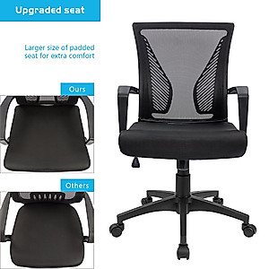 Furmax Office Chair Mid Back Swivel Lumbar Support Desk Chair, Computer Ergonomic Mesh Chair with Armrest (Black)