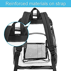 Clear Backpack, Heavy Duty PVC Transparent Bookbag, Waterproof See Through Backpacks for Women and Men - Black
