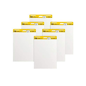 Post-it Super Sticky Easel Pad, 25 x 30 Inches, 30 Sheets/Pad, 6 Pads, Large White Premium Self Stick Flip Chart Paper, Super Sticking Power (559VAD6PK)