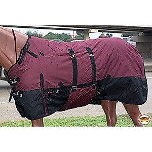 HILASON 1200D Turnout Light Winter Waterproof Horse Sheet Wine| Horse Blanket - 84 Inches | Horse Blankets for Winter Waterproof | Horse Turnout Blanket | Horse Turnout