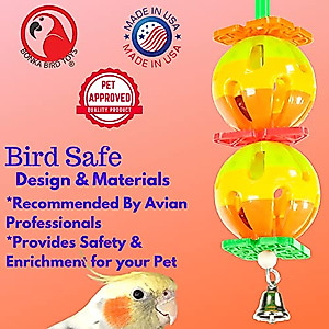 Bonka Bird Toys 1570 Twin Ball Bird Toy Parrot cage Toys Cages Cockatiels Conures African Greys