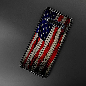 Compatible with LG V60 ThinQ 5G Case, Retro USA American Flag Old Wood Grain Graphic Design for LG Case Men Boys,Soft Silicone Stylish Cool Case for LG