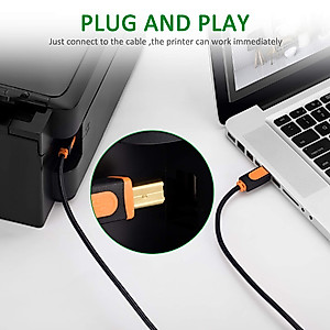 SNANSHI Printer Cable 20 feet, USB Printer Cable USB 2.0 Type A Male to Type B Male Printer Scanner Cable Compatible with HP, Canon, Epson, Dell, Xerox, Samsung etc