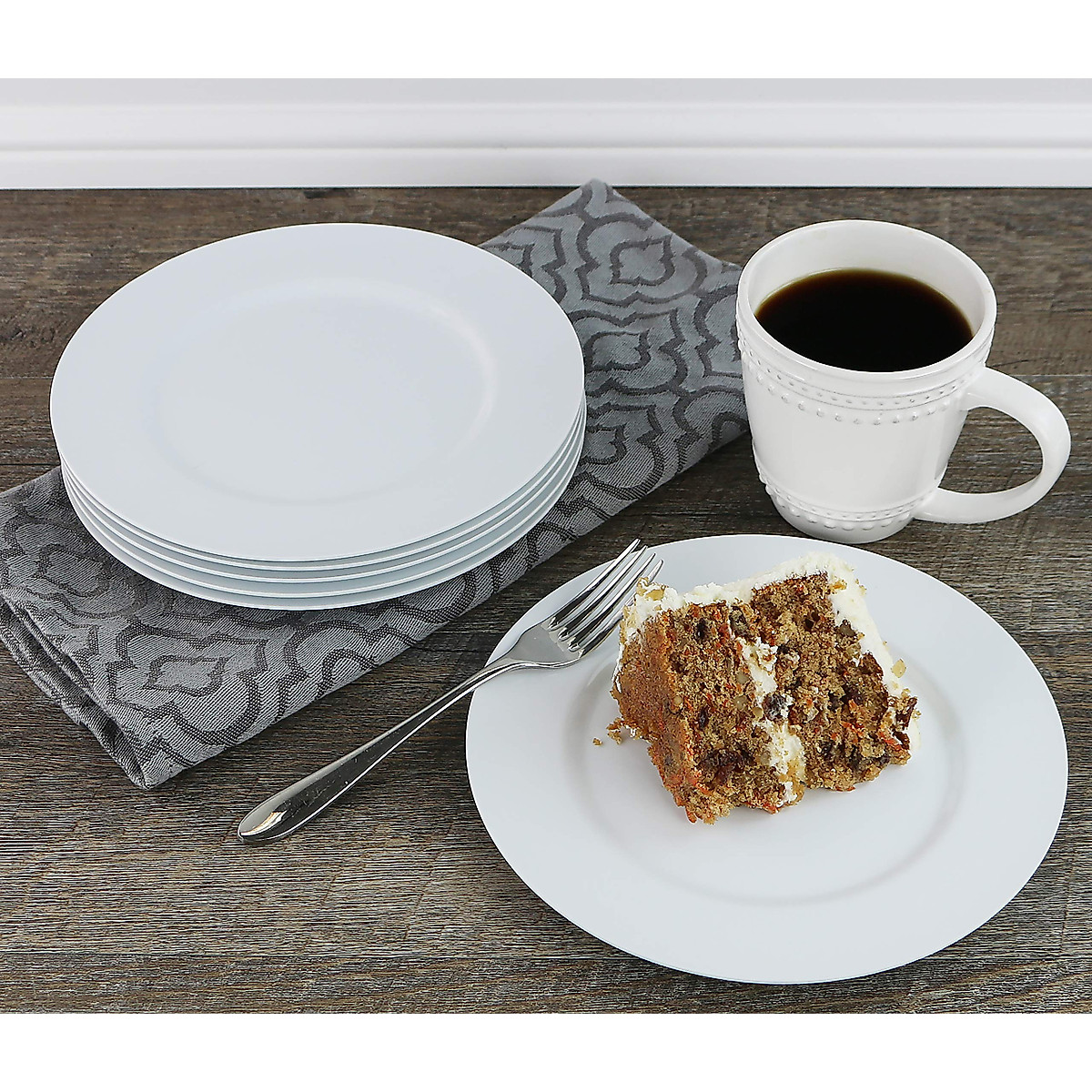 Calypso Basics by Reston Lloyd Melamine Salad Plate, Set of 6, White,72300SET