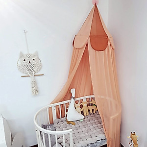 HEVIRGO Bed Canopy Mosquito Net, Hanging Travel Netting Curtains, Play Tent Bedding, Mosquito Net Dome Shaped Nordic Style Chiffon Fancy Baby Bedding for Kindergarten - Brown