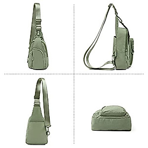 ODODOS Daily Sling Bag with Adjustable Straps Crossbody Chest Bag Lightweight Small Backpack for Casual Outdoor Traveling Hiking, Sage Grey