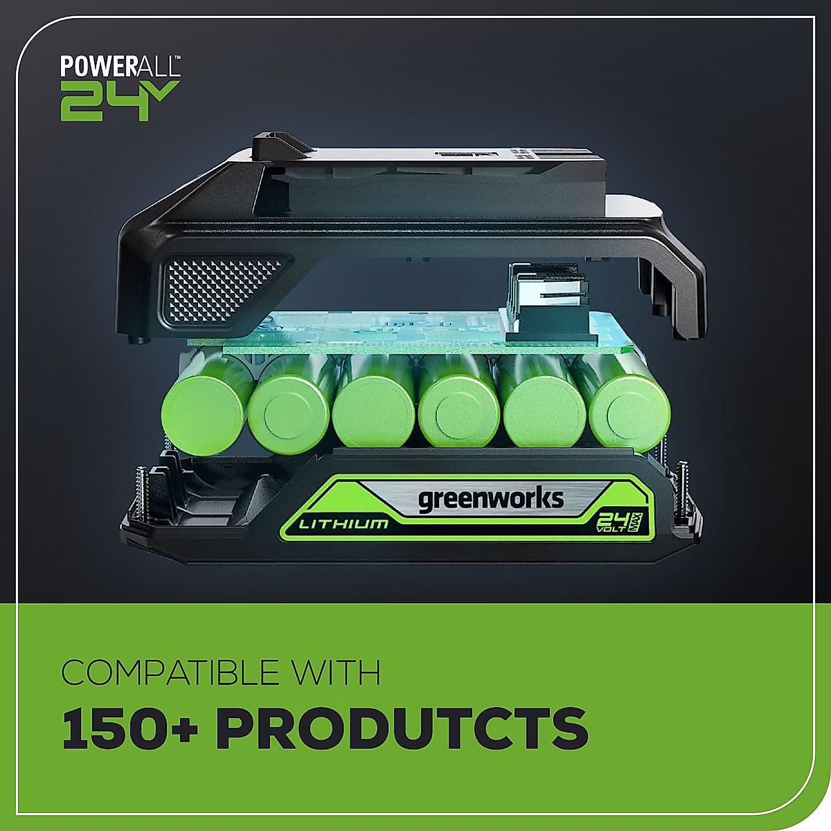 Greenworks 24V Cordless Orbital Sander, 5" Random Sanders Variable Speed, 11000 OPM, 3 Sandpaper Sheets, with 2Ah Battery and Charger