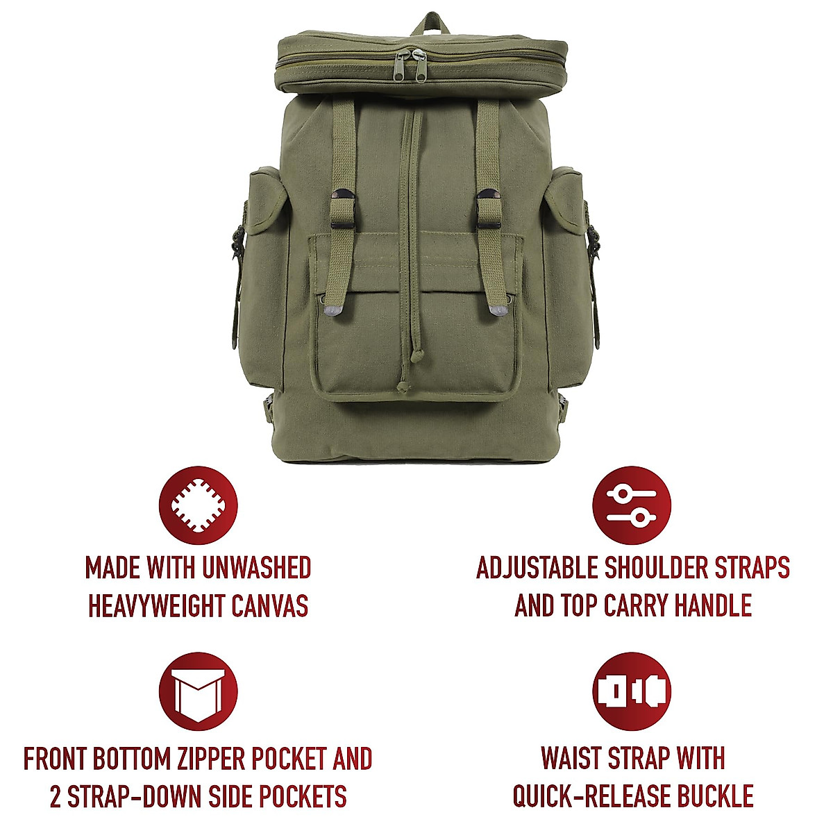 Rothco Canvas European Rucksack, Olive Drab