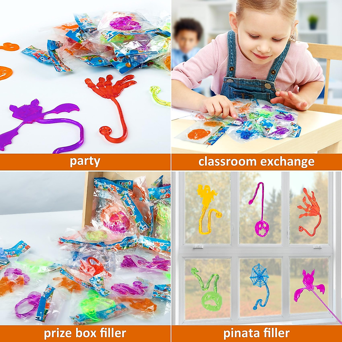 72 PCS Halloween Sticky Hands Toys for Kids, Trick or Treat Non Candy, Halloween Goodie Bag Fillers for Party Favors Classroom Rewards Prizes Gifts