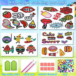 Zonon 36 Pieces Diamond Stickers, Gem Diamond Art Stickers Kits for Kids Create Your Own Painting Craft Cute DIY Diamond Craft Kit for Girls Boys