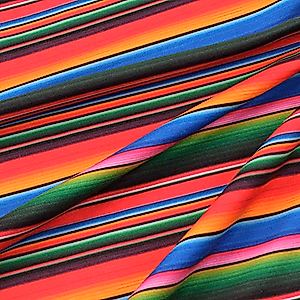 David Angie Colorful Ethnic Stripe Printed Double Brushed Polyester Fabric Soft Smooth 4 Way Stretch Knit Fabric by The Yard for Dress Sewing (Colorful)