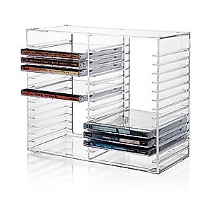 STORi Stackable Clear Plastic CD Organizer with Rubber Feet | Rectangular Jewel Cases Holder Perfect for Office and Theatre Room | Holds up to 30 CD Cases | Made in USA