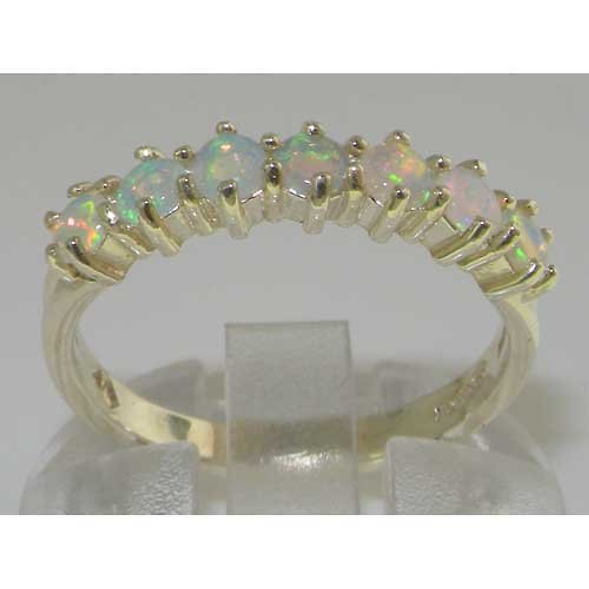LetsBuyGold 925 Sterling Silver Natural Opal Womens Eternity Ring - Size 8.5