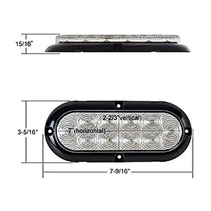 Partsam 2x 6 Oval White Led Trailer Lights 10 LED Clear Lens Oblong Led Trailer Truck Reverse Backup Light Flange Mount Stop Turn Tail Lights w/Chrome Bezels Waterproof Surface Mount 12V