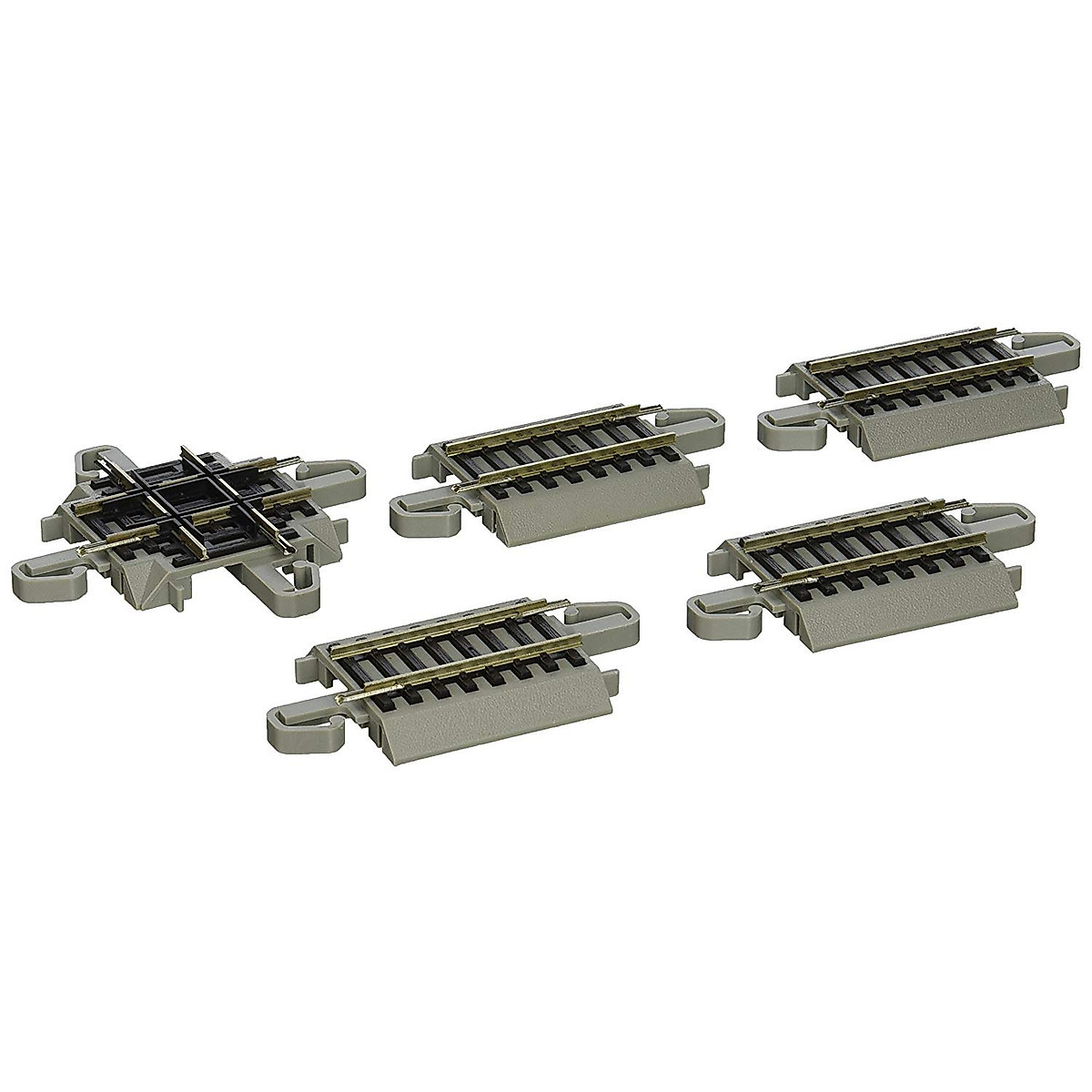 Bachmann Trains - Snap-Fit E-Z TRACK 90 DEGREE CROSSING (1/card) - NICKEL SILVER Rail With Gray Roadbed - HO Scale