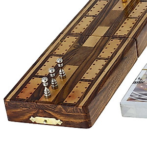 Indian Glance Cribbage Board Game With Storage Unique Metal Pegs And Playing Cards Game Gift Set Box