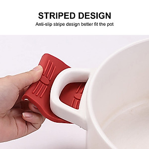 Xokipol 4Pcs Silicone Assist Handle Holder Hot Handle Holder Cast Iron Handle Cover Pot Grip Handle Sleeve for Enameled Griddles Casserole Frying Pans Oven Trays Cookware(Red)