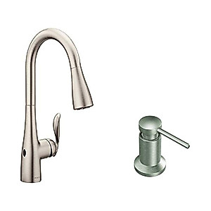 Moen 7594EWSRS Arbor Motionsense Wave Sensor Touchless One-Handle High Arc Pulldown Kitchen Faucet Featuring Reflex, Spot Resist Stainless with Kitchen Soap and Lotion Dispenser