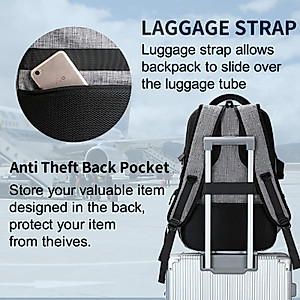 YANIMENGNU MINGMOU Travel laptop Backpack, extra large anti-theft school backpack, with USB charging port, waterproof 17 inch, schoolbag for boys and girls