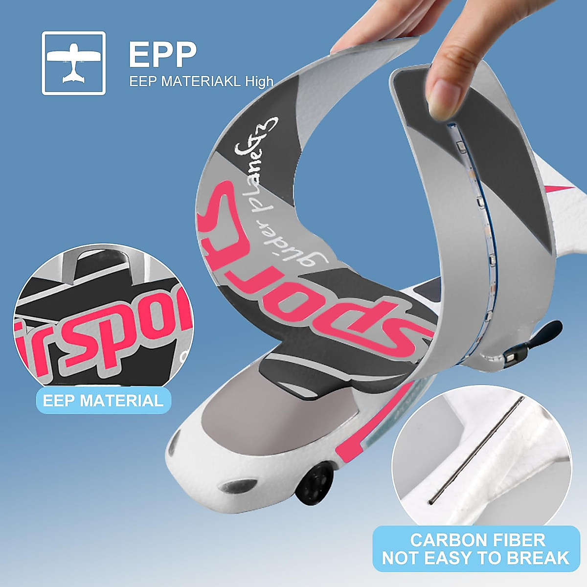 4DRC G3 RC Plane, 2.4Ghz Remote Control Airplane,Flying 6-axis Gyro Stabilizer with 2 Batteries,Blue&Green Light,2CH RTF RC Glider Toy,Easy to Fly for Beginners Adults Kids Girls 8 12 14 Boys,Red