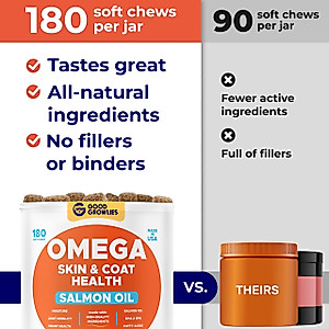 Omega 3 + Dog Allergy Bundle - Skin & Coat Chews + Anti-Itch Relief Supplement - Omega 3 Fish Oil, EPA&DHA Fatty Acids - Itchy Skin & Paw Licking Relief + Allergy Support - 540 Chews - Made in USA